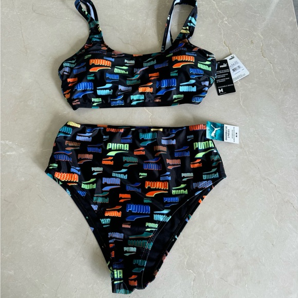 Puma | Swim | New Puma Black Logo 2 Piece Bikini Bathing Suit Medium 48 ...